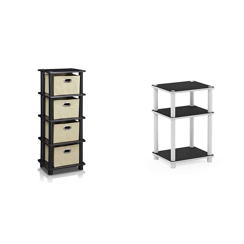 Furinno Storage Rack and End Table Bundle