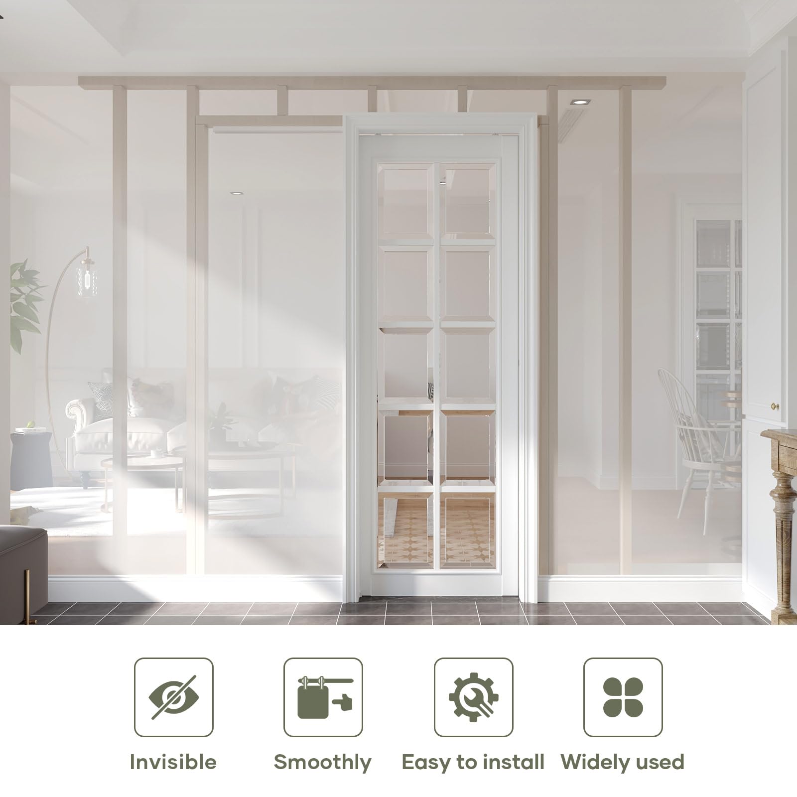 EaseLife 5FT/60in Sliding Pocket Door Hardware Kit,Commercial Grade,Aluminum Box Rail Kit,Slide Smoothly Quietly,Easy Install,No Door (60" Track Kit for 23"~30" Wide Single Door)