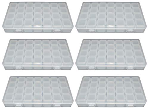 6 Pack Diamond Painting Storage Boxes, 28 Grids Per Case for a Total of 168 Snap to Close Compartments for Resin Diamonds, Beads, Nail Rhinestones, and More - SciencePurchase