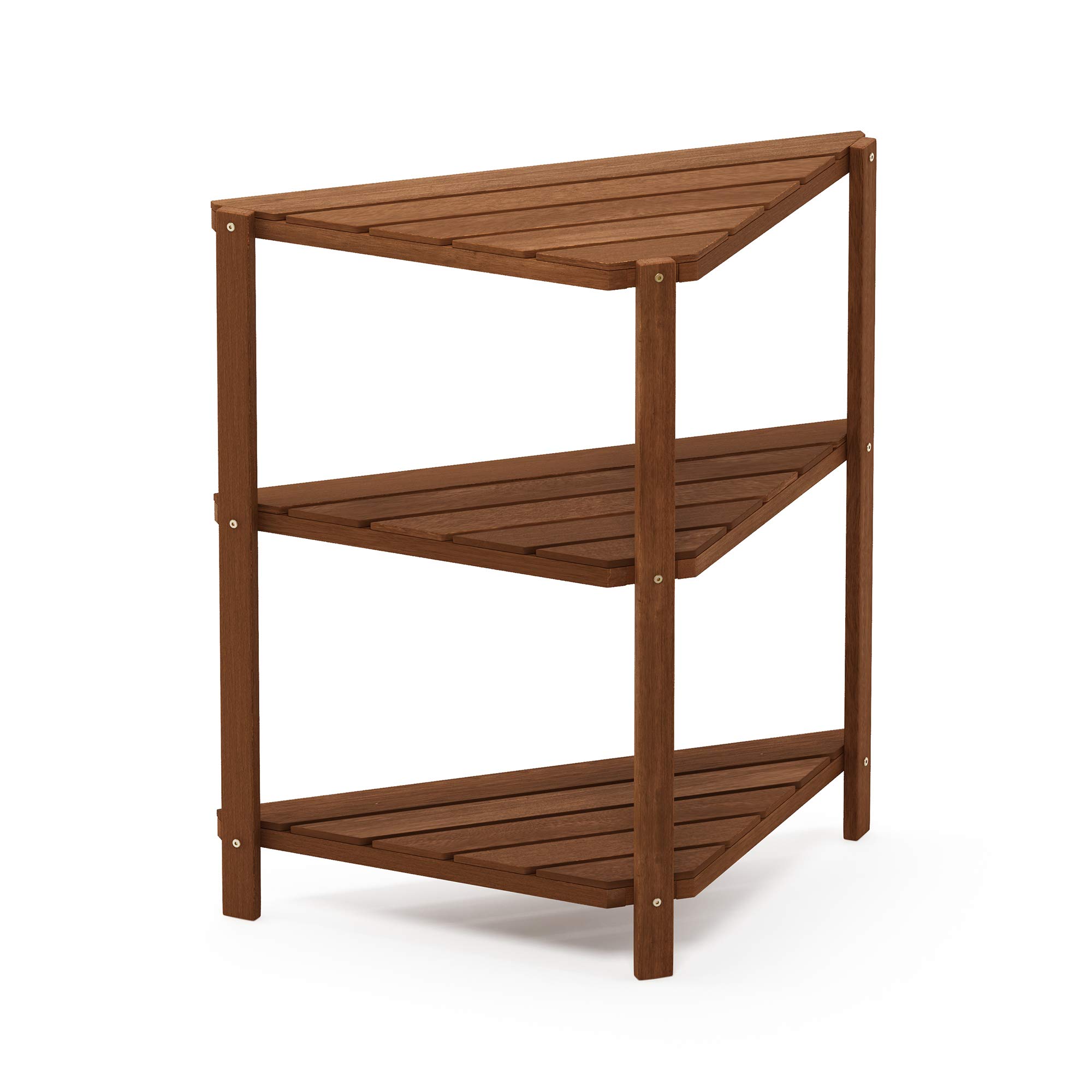 Furinno FG18445 Tioman Hardwood Patio Furniture Corner Shelf in Teak Oil, Natural