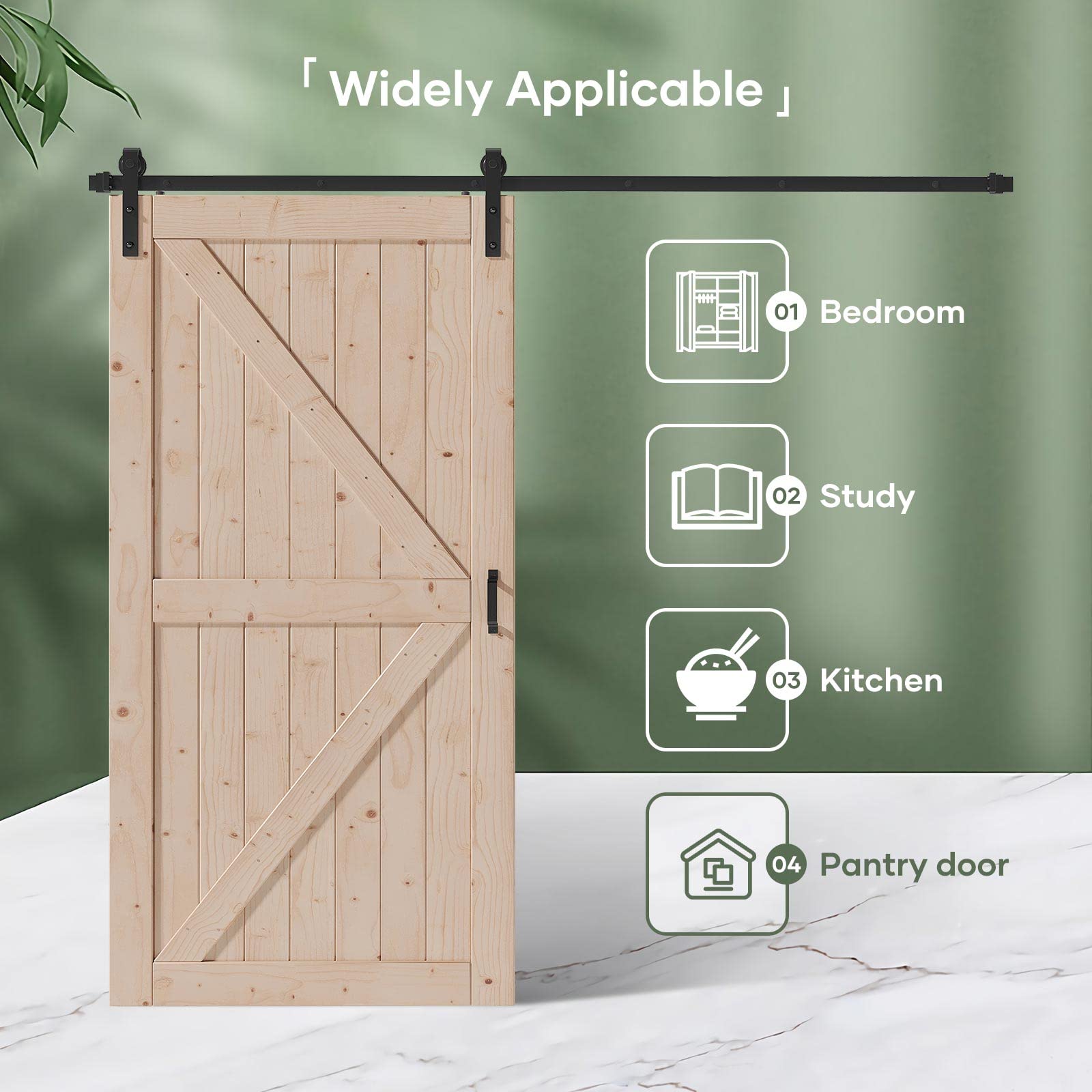 FREDBECK 42in x 84in Wood Barn Door with 7FT Barn Door Hardware Kit Included K Shape Solid Spruce Wood Panel Need to Assembly