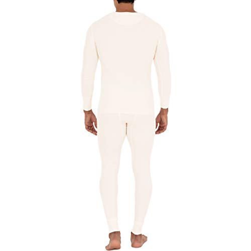 Fruit of the Loom Men's Recycled Waffle Thermal Underwear Crew Top, Natural, Medium, Pack of 1