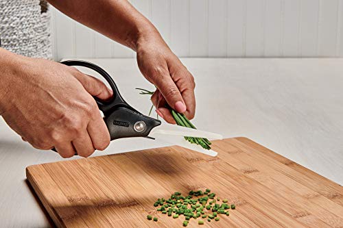 Kyocera Ceramic Scissors, Overall length 7.2" with 2.7" Long Blades, Black Handle With White Blades