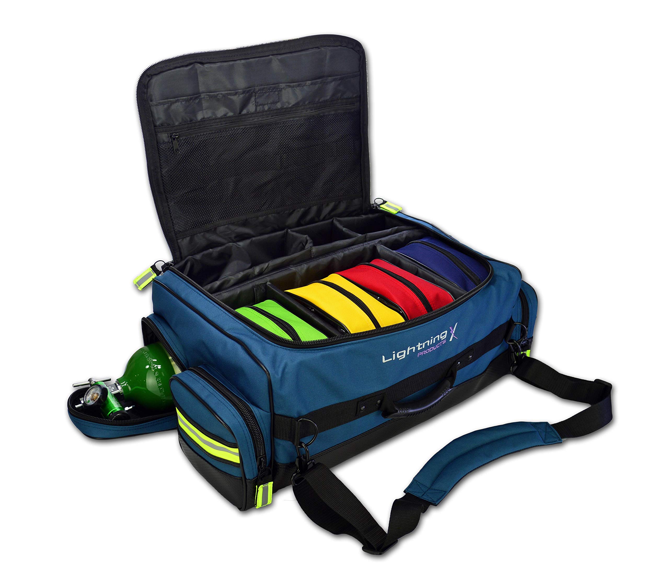 Lightning X Products Modular X-Tuff Oxygen Trauma Bag with Zip-Out Cylinder Pocket & Removable Pouches - Navy Blue