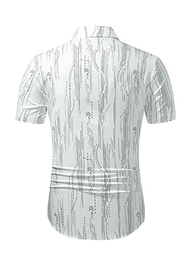JMIERR Men Casual Button Down Hawaiian Shirt Short Sleeve Holiday Resort Floral Beach Shirts for Men with Pockets, US 52(3XL), White