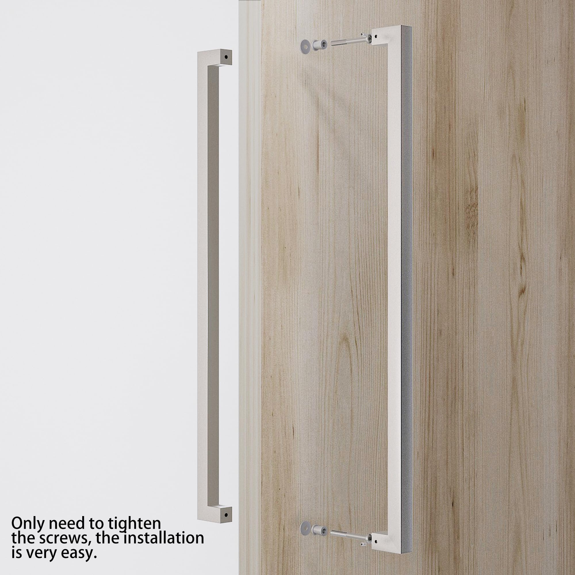BARNSMITH 24 Inches Barn Door Push Pull Hande,Square Commercial Door Handle Pull Set, Grade-304 Stainless Steel Square Rectangular Shape Entrance Entry Front Handle for Office Store Garage