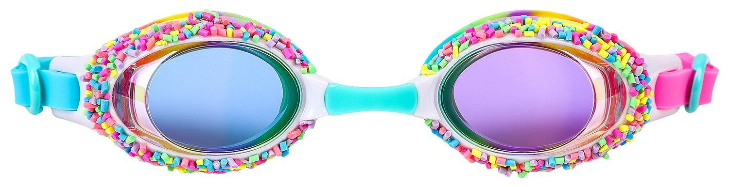 Bling 2O Girls' Rainbow Cake Kids Swimming Goggles (Ages 3+ up) - UV Protection, Latex-Free, 100% Silicone Material - Includes Anti-Fog & Adjustable Nose Piece