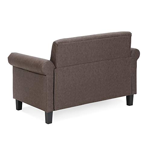 Furinno Bastia Vintage Modern Chesterfield Button Tufted Loveseat/Sofa Couch for Living Room, Brown Faux Leather