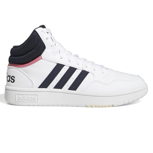 adidas Women's Hoops 3.0 Mid Basketball Shoe, White/Legend Ink/Rose Tone, 7