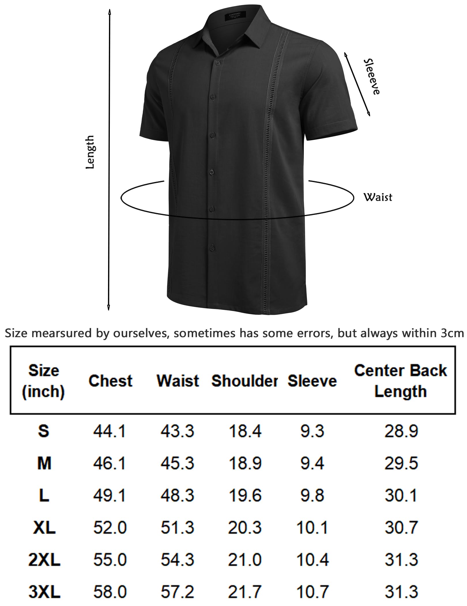 COOFANDY Men's Casual Button Down Shirts Short Sleeve Cotton Tops Resort Wear Summer Beach Shirt A-Black