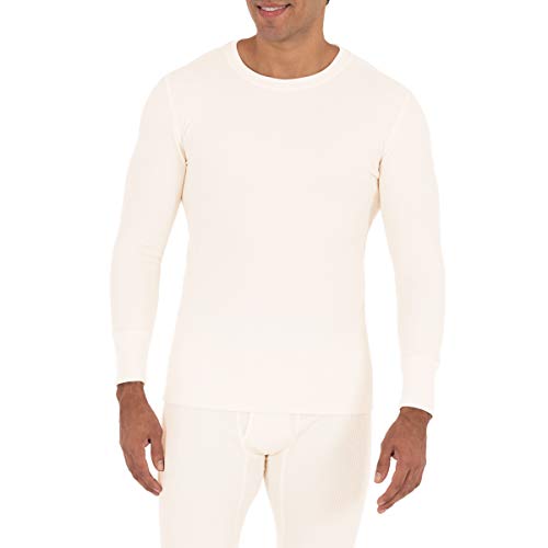 Fruit of the Loom Men's Recycled Waffle Thermal Underwear Crew Top, Natural, Medium, Pack of 1
