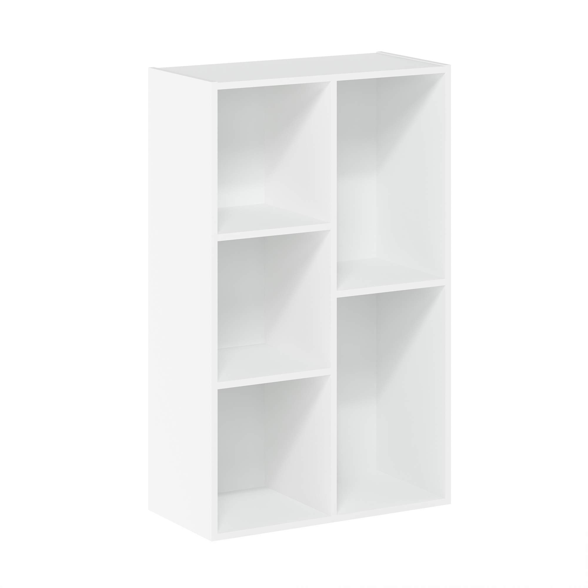 Furinno Pasir 3-Tier Open Shelf Bookcase, Plain White Luder Bookcase/Book/Storage, 5-Cube, White