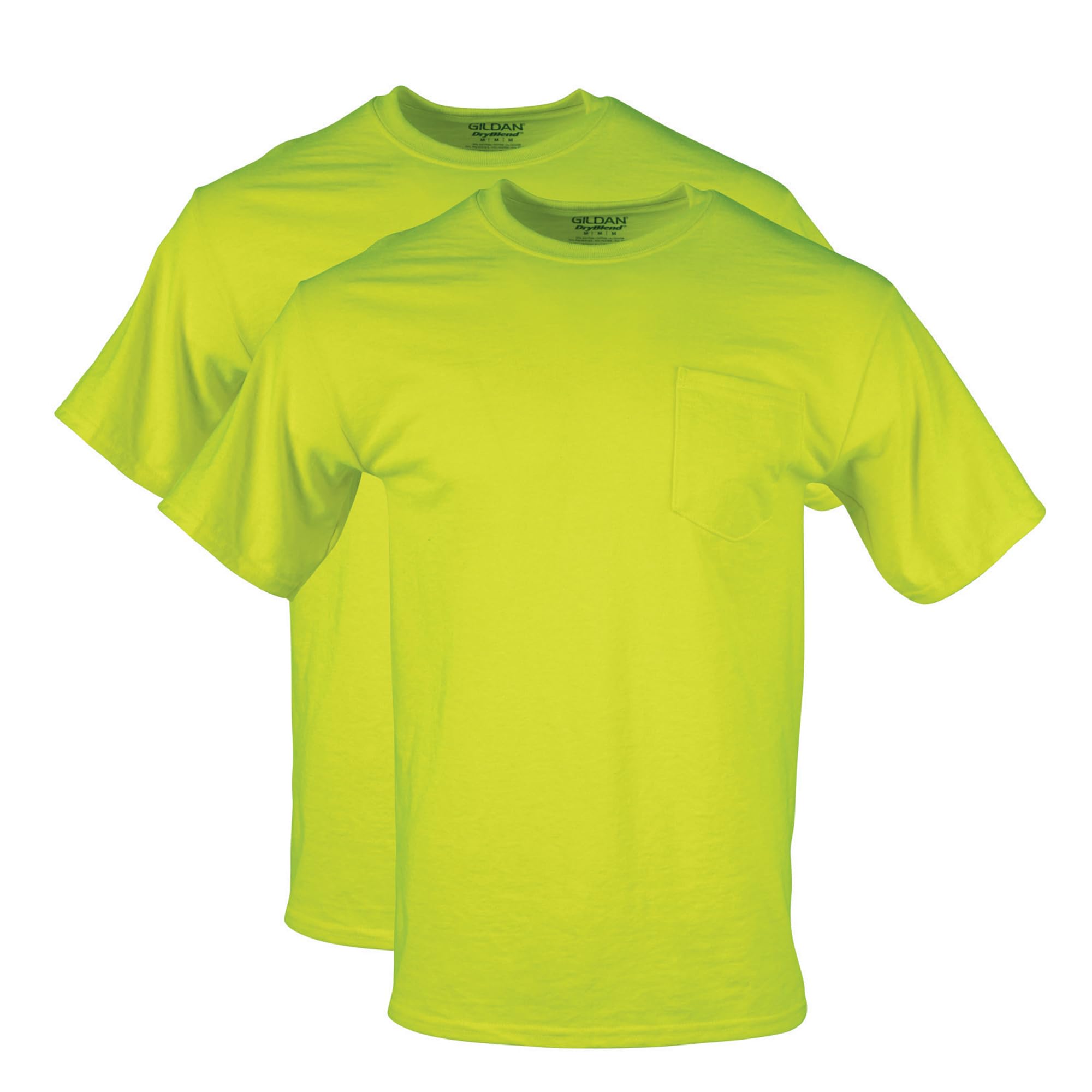 Gildan mens Dryblend Workwear T-shirts With Pocket, 2-pack T Shirt, Safety Green, Large US