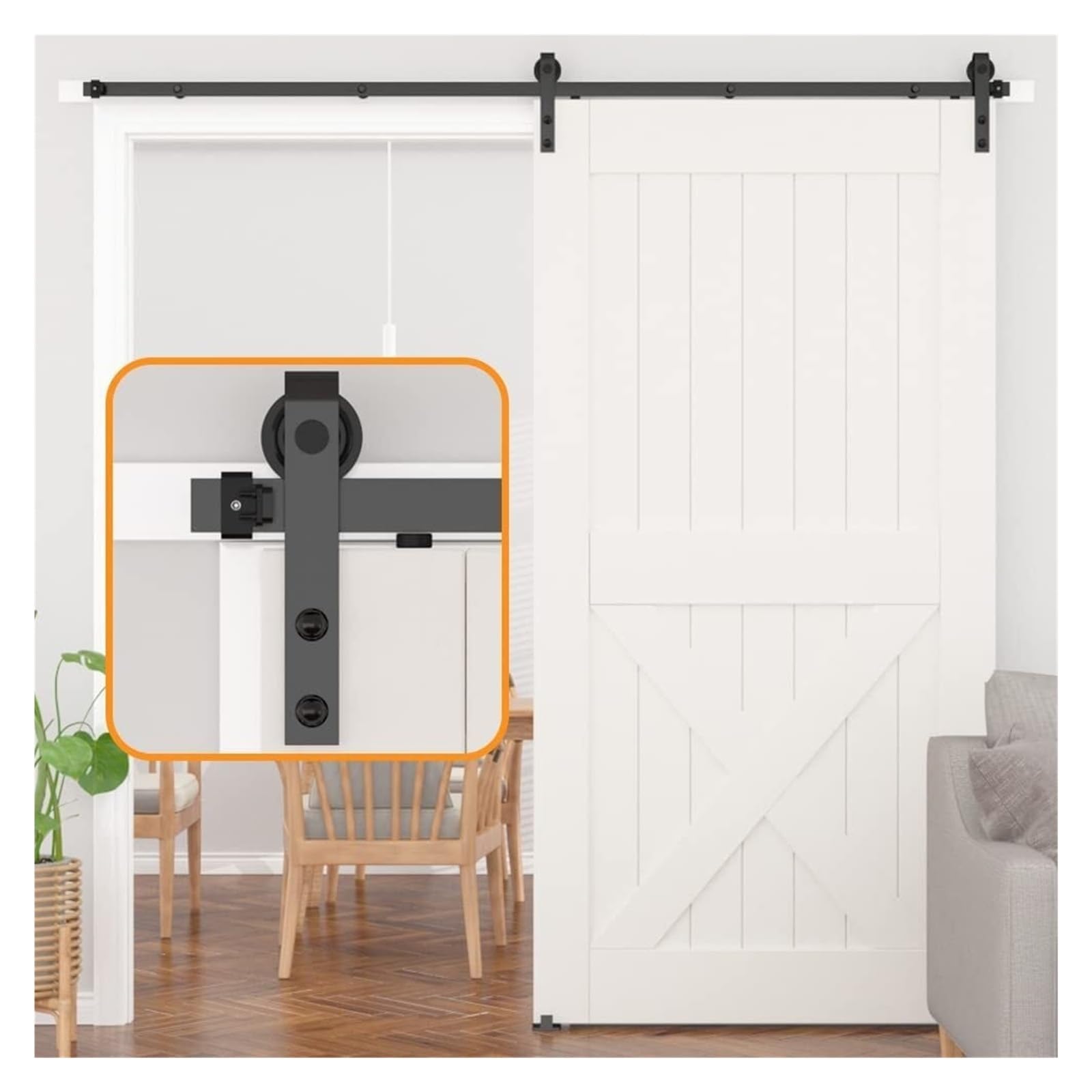 Barn Door Hardware kit 6ft Sliding Barn Door Hardware Kit, Mechanism Carbon Steel Smoothly Quietly Easy Install Hardware Track Kit