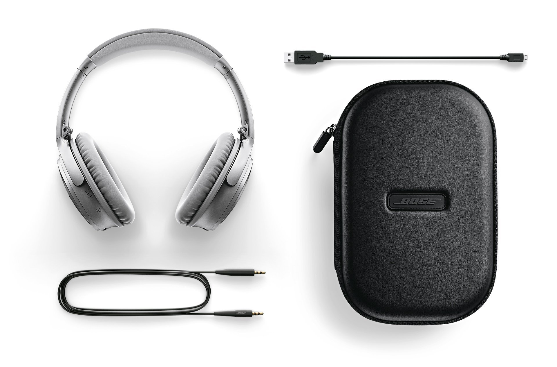 Bose QuietComfort 35 (Series I) Wireless Noise Cancelling Headphones - Silver (Renewed)
