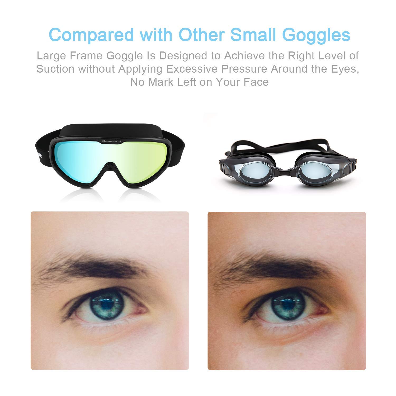 Spinosaurus Women's Swim Goggles, Anti-Fog, UV Protection, Adjustable Fit