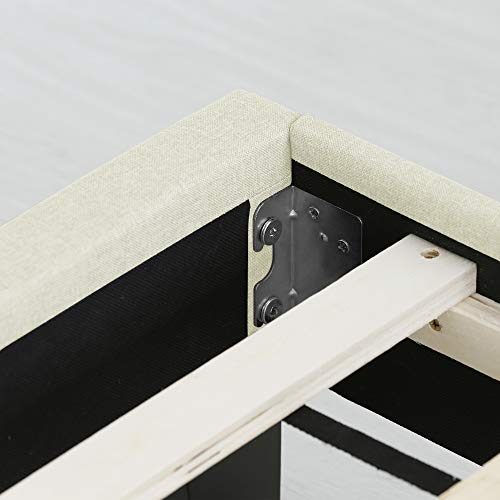 Furinno Laval Button Tufted Upholstered Platform Bed Frame, Queen, Linen