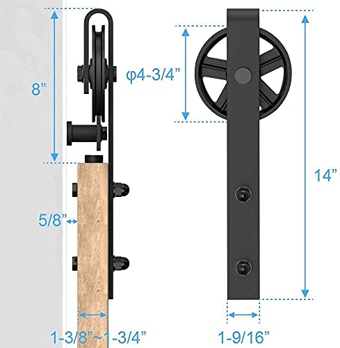ZEKOO 7.5 FT Barn Door Hardware Kit,Sliding Door Hardware for Single Barn Door, Heavy Duty Black Steel Big Black Wheel Hanger,Heavy Duty,Slide Smoothly Quietly,Easy Install