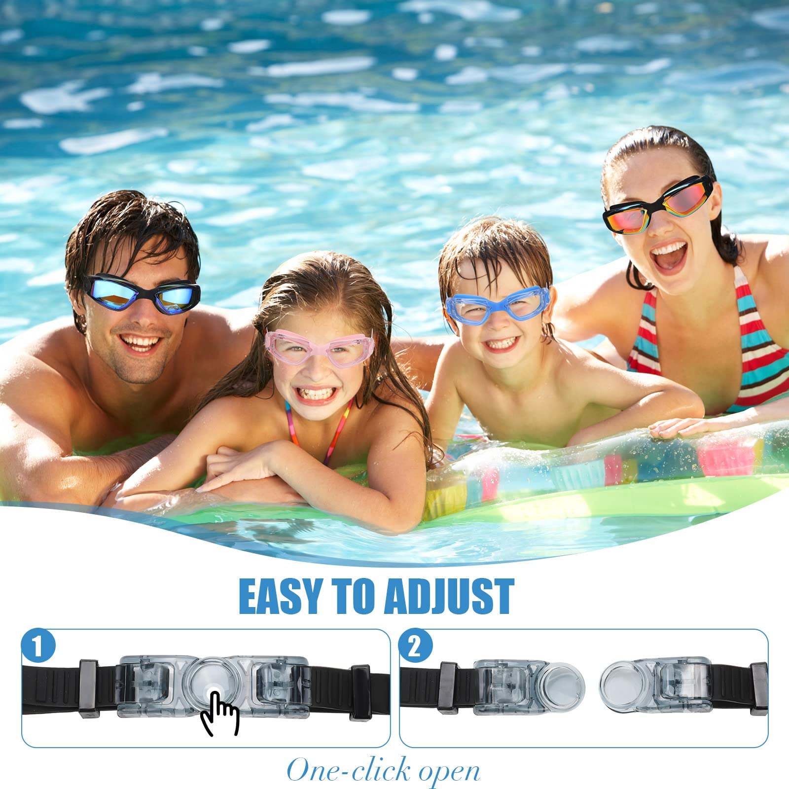 Konohan 8 Pack Swim Goggles No Leaking Swimming Goggles for Adult UV Protection Pool Goggles with Nose Clip Earplug(Cute Colors)
