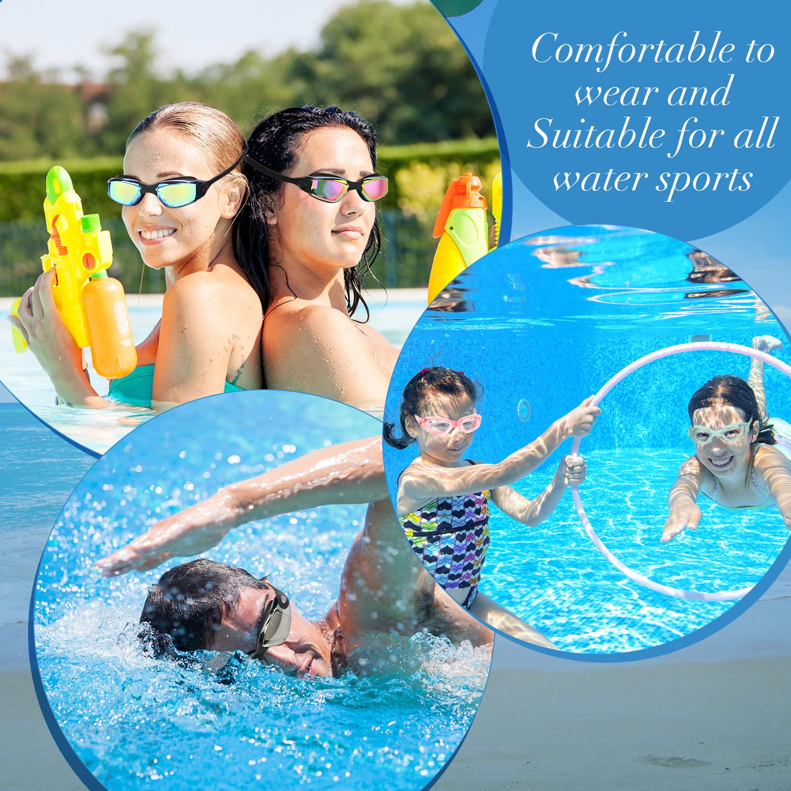 Konohan 8 Pack Swim Goggles No Leaking Swimming Goggles for Adult UV Protection Pool Goggles with Nose Clip Earplug(Cute Colors)