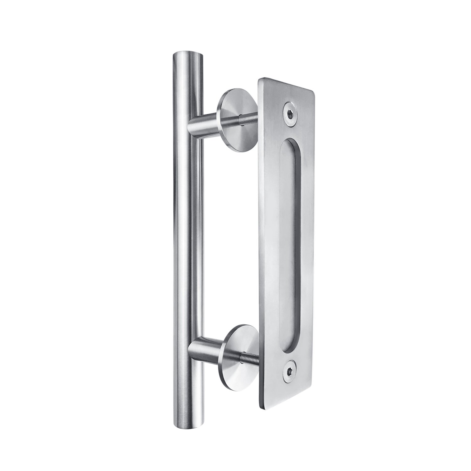 SMARTSTANDARD 6 Feet Top Mount Sliding Hardware Kit with 12'' Handle Set-Stainless Steel Heavy Duty Sturdy Barn Track-Simple and Easy to Install-Fit 36" Wide Door Panel (T Shape Hanger)