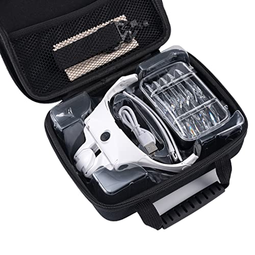TMANGO Magnifying Glasses with LED Lights,Storage Case | Rechargeable Head Mount Magnifier for Close Up Work, Cross Stitch, Watch Repair, Jewelry,Hobby Crafts,Reading Aid