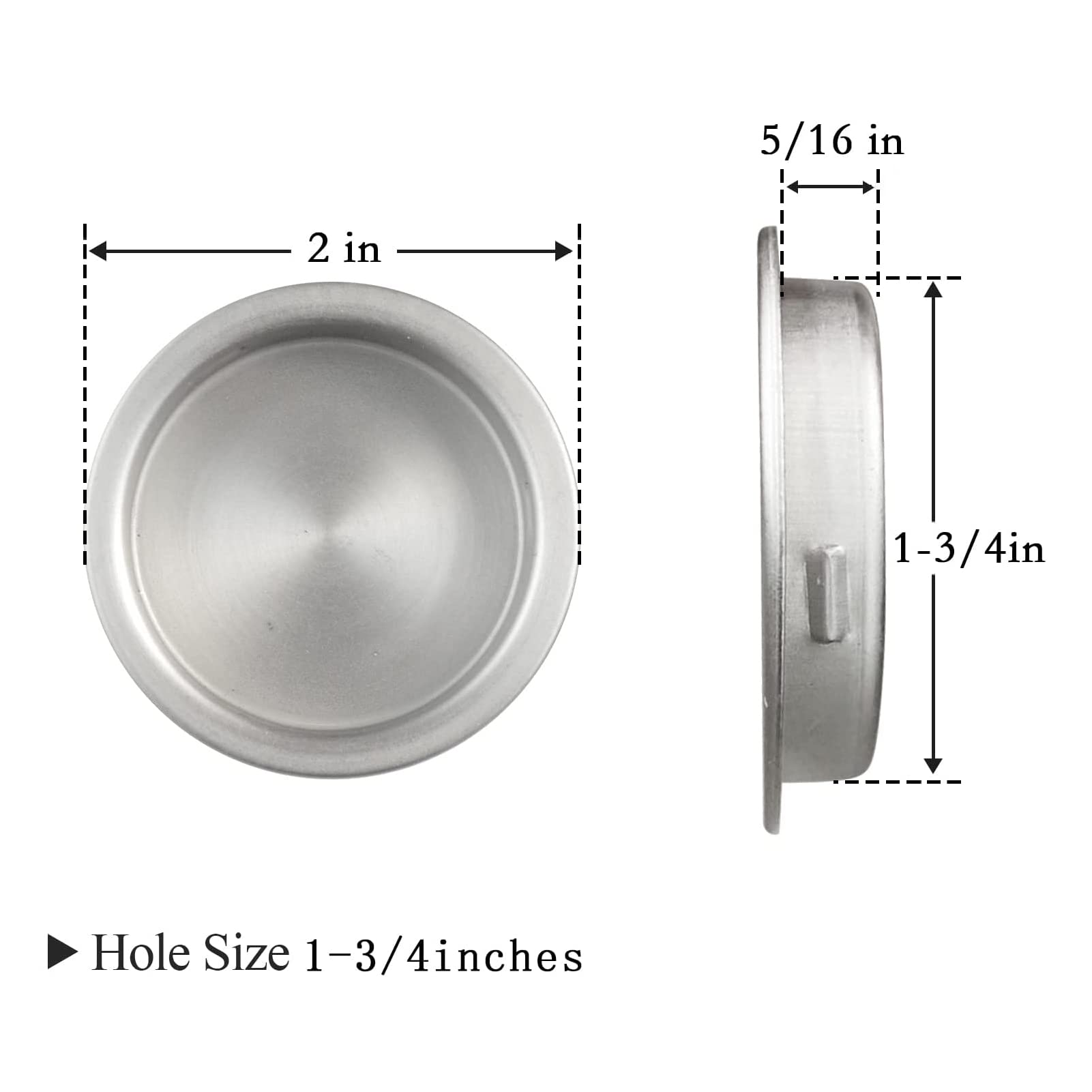 eutectic Collections Closet Door Pull - 4PCS Satin Nickel Snap-in Circular Sliding Pull Out for Pocket Bi-Pass Door Panels, No Nails Needed, 1-3/4" inches