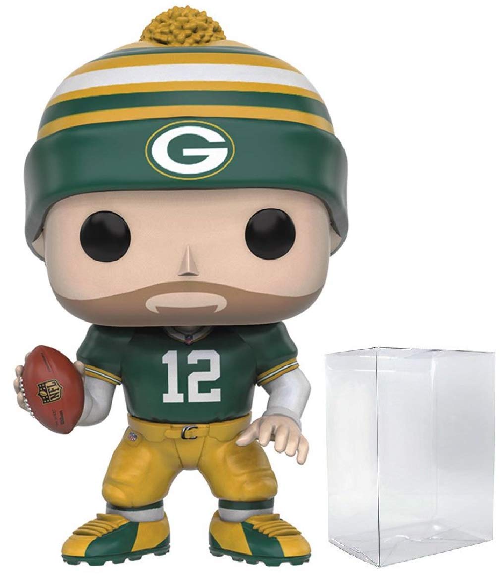 POP Football: Packers - Wave 3 Aaron Rodgers Funko Vinyl Figure (Bundled with Compatible Box Protector Case), Multicolor, 3.75 inches