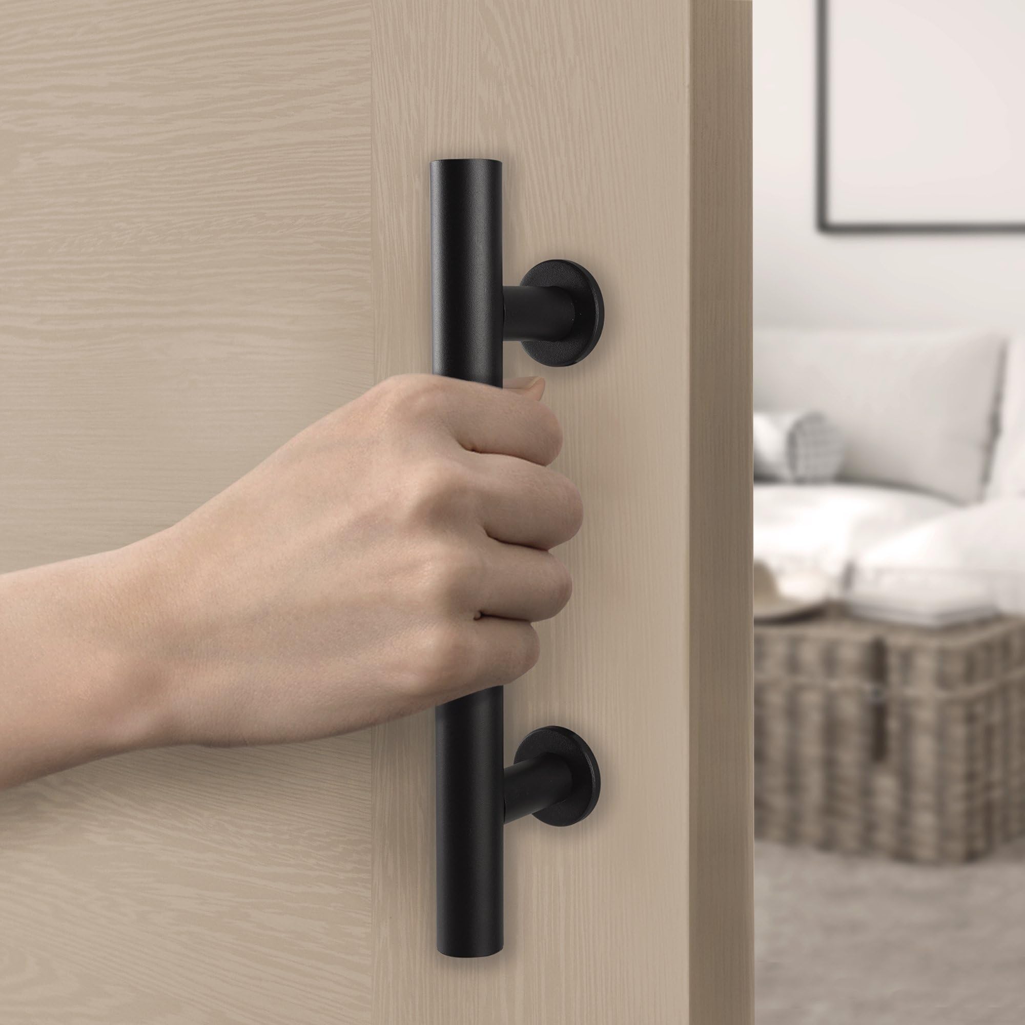 Wright Products 4 Pack Interior Barn Door Pull and Flush Handle Set - Mounting Hardware Included, Matte Black
