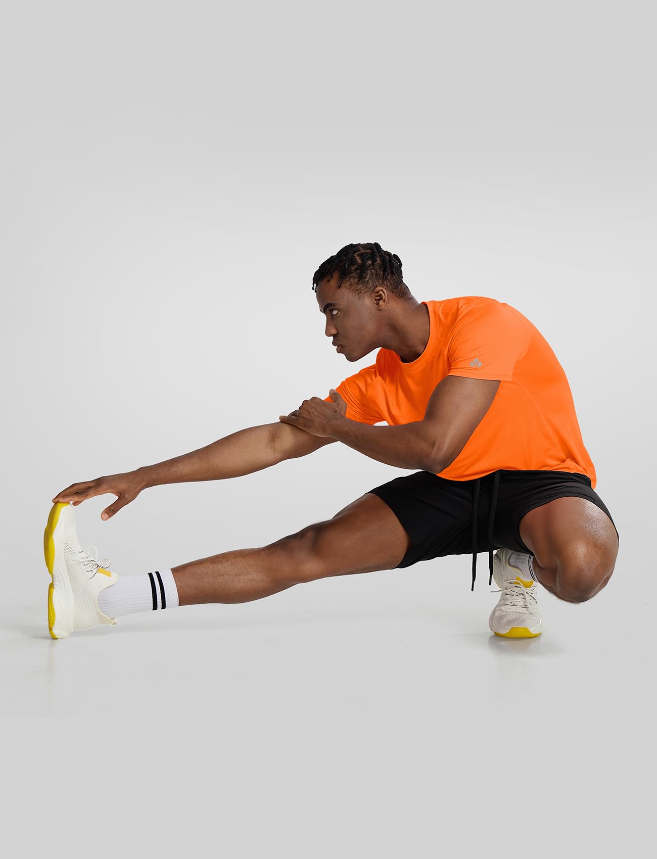 Zengjo Mens Athletic Shirts Short Sleeve Fitted Moisture Wicking Quick Dry(Neon Orange,L)