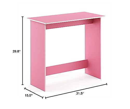 FURINNO Simplistic Study Table, Pink, 15.5 in x 31.5 in x 29.75 in (D x W x H) and Furinno 7-Cube Reversible Open Shelf, White/Pink 11048WH/PI