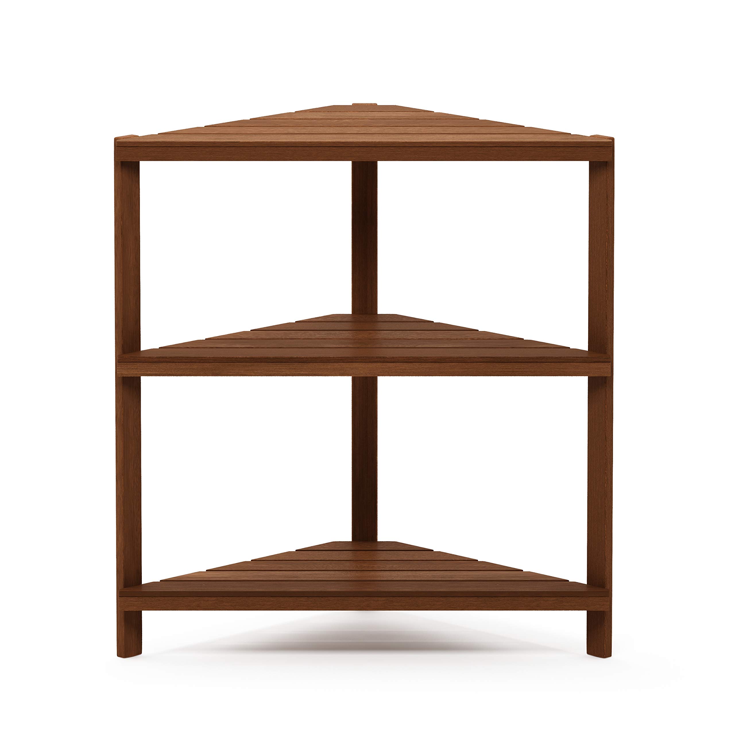 Furinno FG18445 Tioman Hardwood Patio Furniture Corner Shelf in Teak Oil, Natural