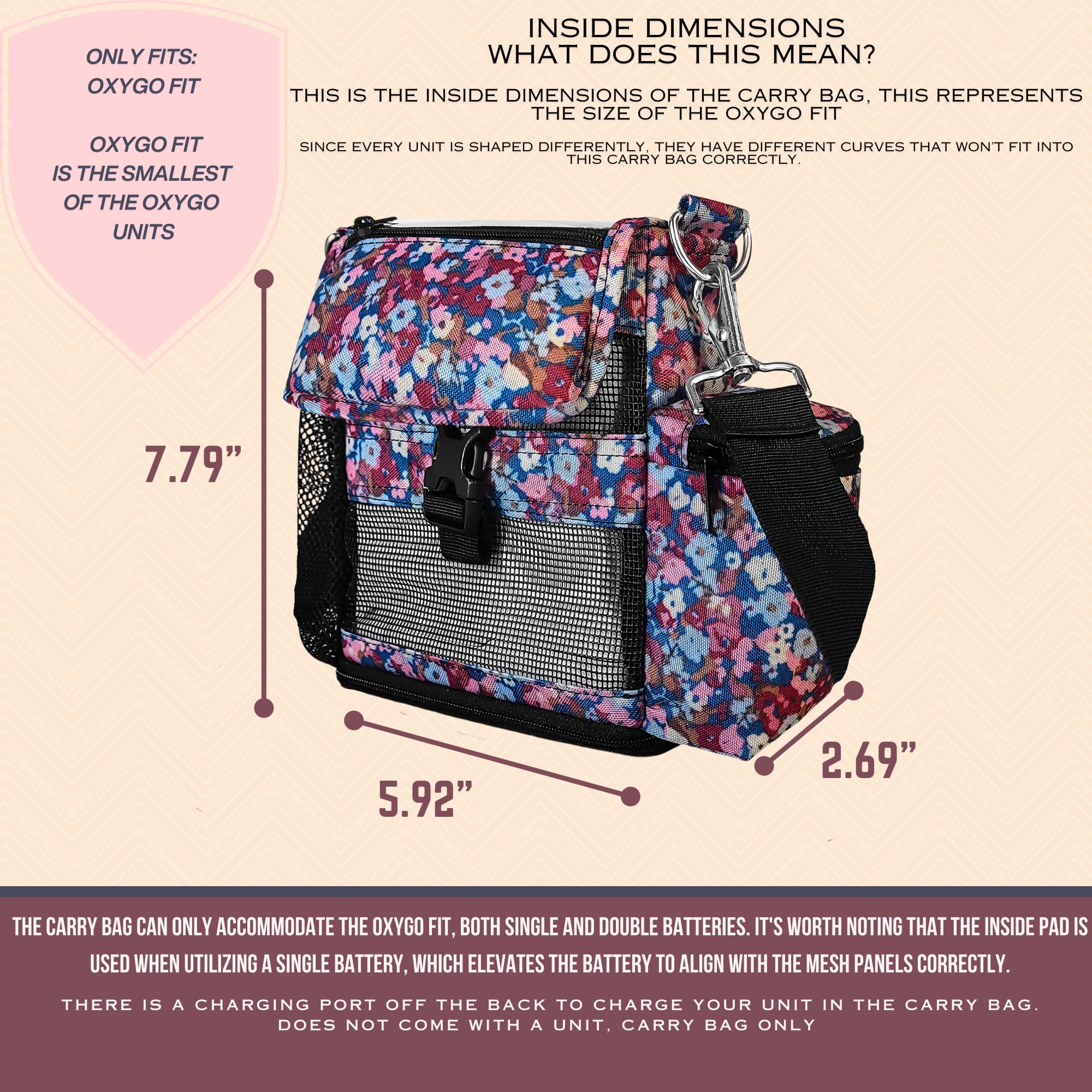 O2TOTES Carry Bag for Inogen one G4/Pockets for Inogen G4 Accessories/Carry Bag Only