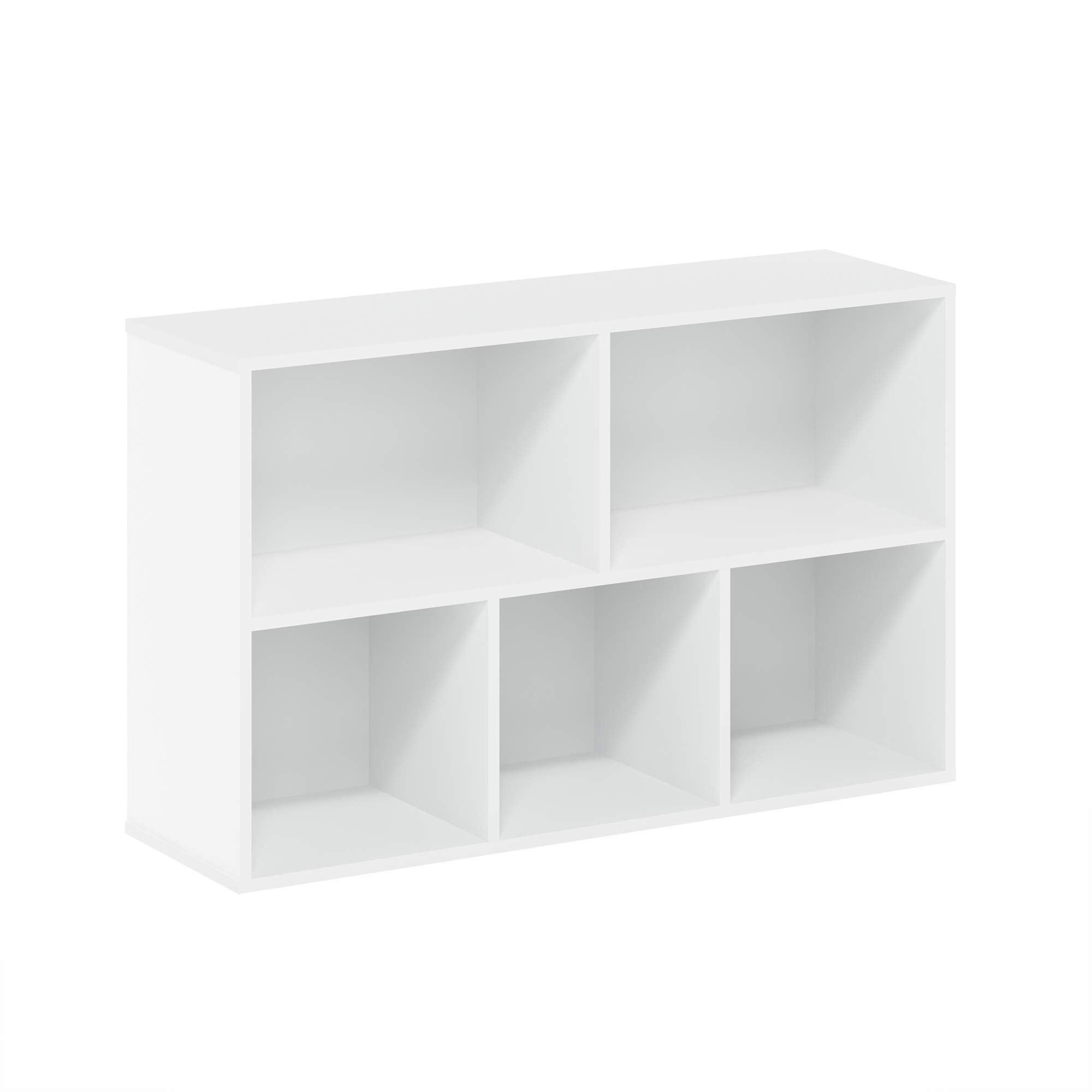 Furinno Pasir 3-Tier Open Shelf Bookcase, Plain White Luder Bookcase/Book/Storage, 5-Cube, White