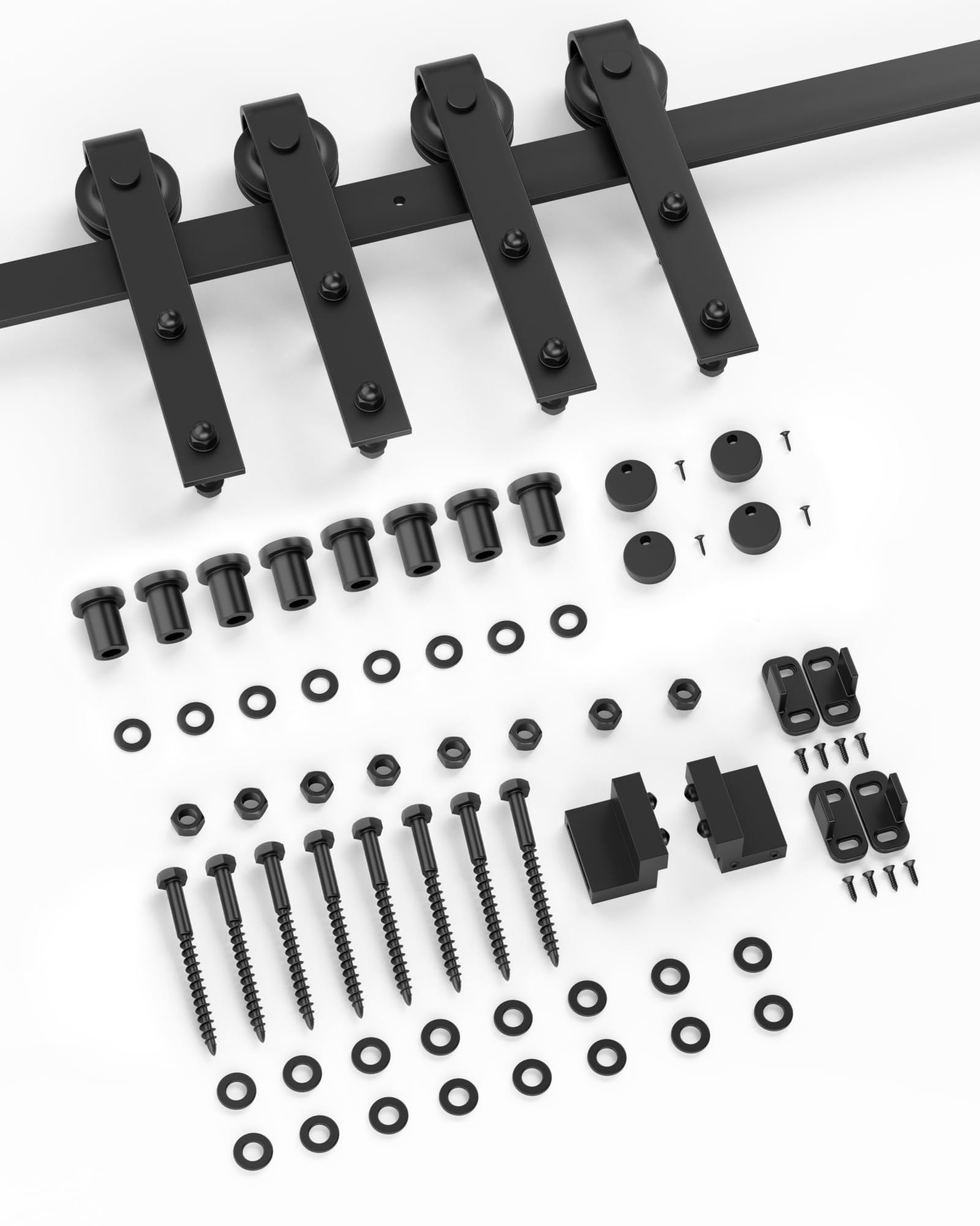 ZEKOO 11 FT Hardware Kit for Cabinet Closet, Sliding Door Hardware for Double , Heavy Duty Black barn door Track with Steel Hanger, Slide Smoothly Quietly, Easy Install