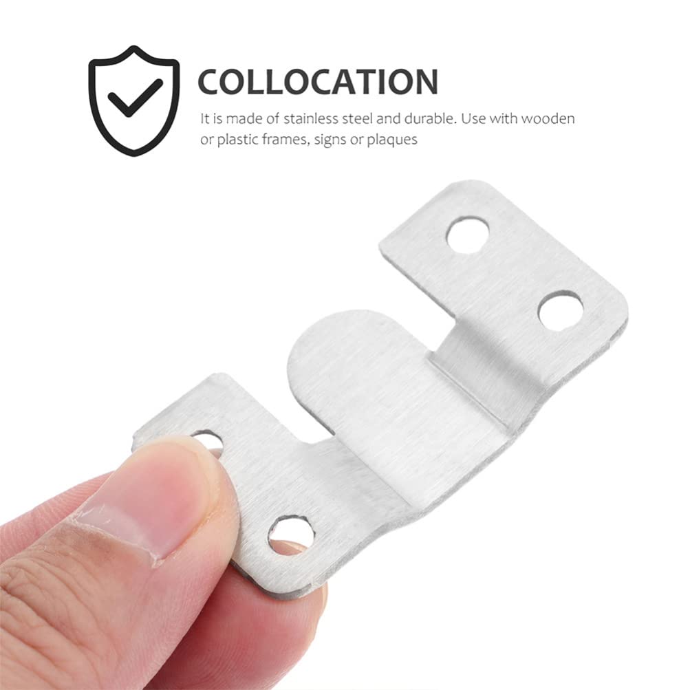 Angoily 15 Pairs Frame Hanger Picture Frame Backing Clips Interlocking Photo Frame Hook Mirror Brackets Interlocking Hooks Mirror Mount Keyhole Bracket Back Clip French Stainless Steel