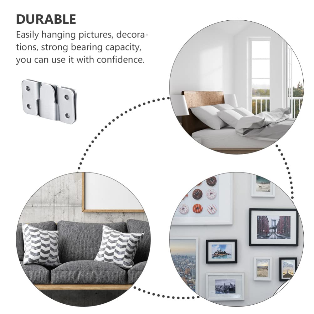 Angoily 15 Pairs Frame Hanger Picture Frame Backing Clips Interlocking Photo Frame Hook Mirror Brackets Interlocking Hooks Mirror Mount Keyhole Bracket Back Clip French Stainless Steel