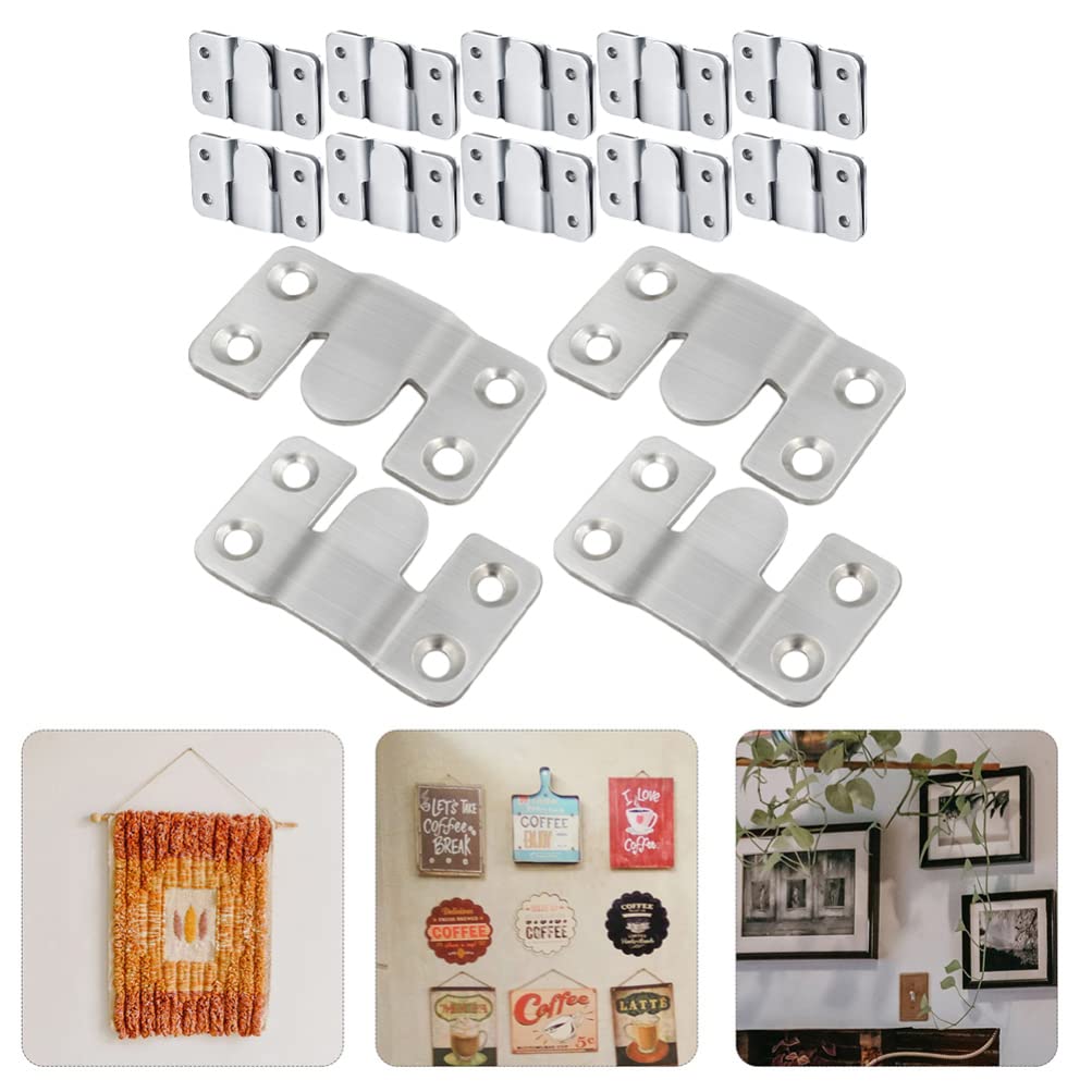 Angoily 15 Pairs Frame Hanger Picture Frame Backing Clips Interlocking Photo Frame Hook Mirror Brackets Interlocking Hooks Mirror Mount Keyhole Bracket Back Clip French Stainless Steel