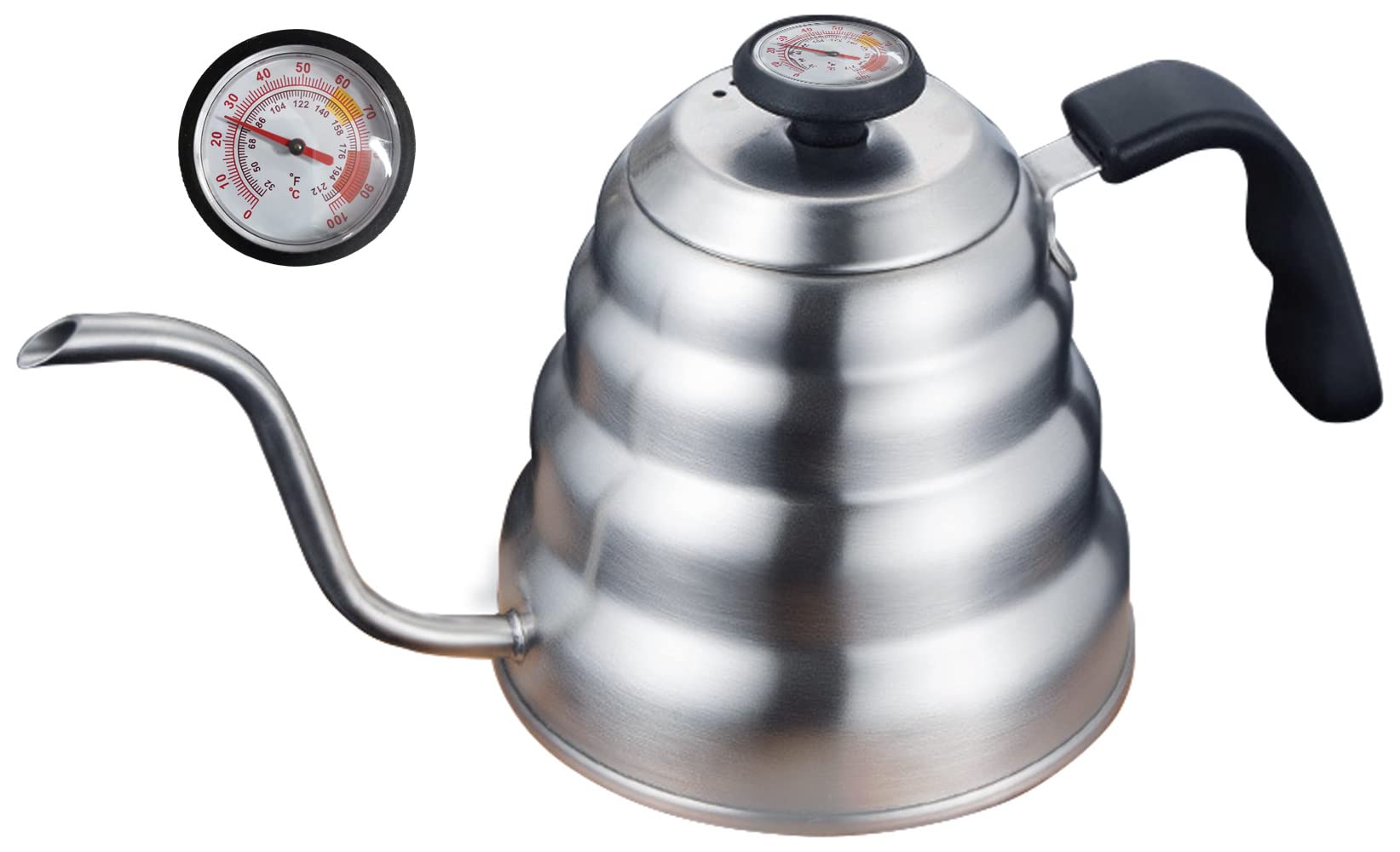 Beeca Pour Over Coffee Kettle with Thermometer, Premium Stainless Steel Gooseneck Kettle for Tea French Press Drip Coffee Slow Brew Pot for All Stovetop and Any Heat Source, 40oz / 1200ml