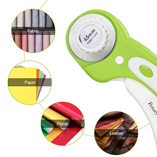 Rotary Cutter Kit,Rotary Cutter Tool Kit with with 5 Extra Blades, Cutting Mat, Patchwork Ruler, Carving Knife, Storage Bag for Sewing and Quilting