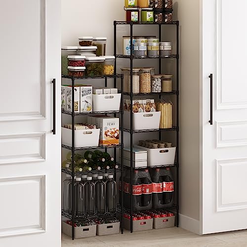 Furinno Wayar 5-Tier Metal Storage Shelf Rack, 17 x 12 x 48, Black