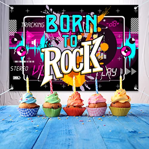 HAMIGAR 6x4ft Born To Rock Banner Backdrop - Rock and Roll Birthday Decorations Party Supplies