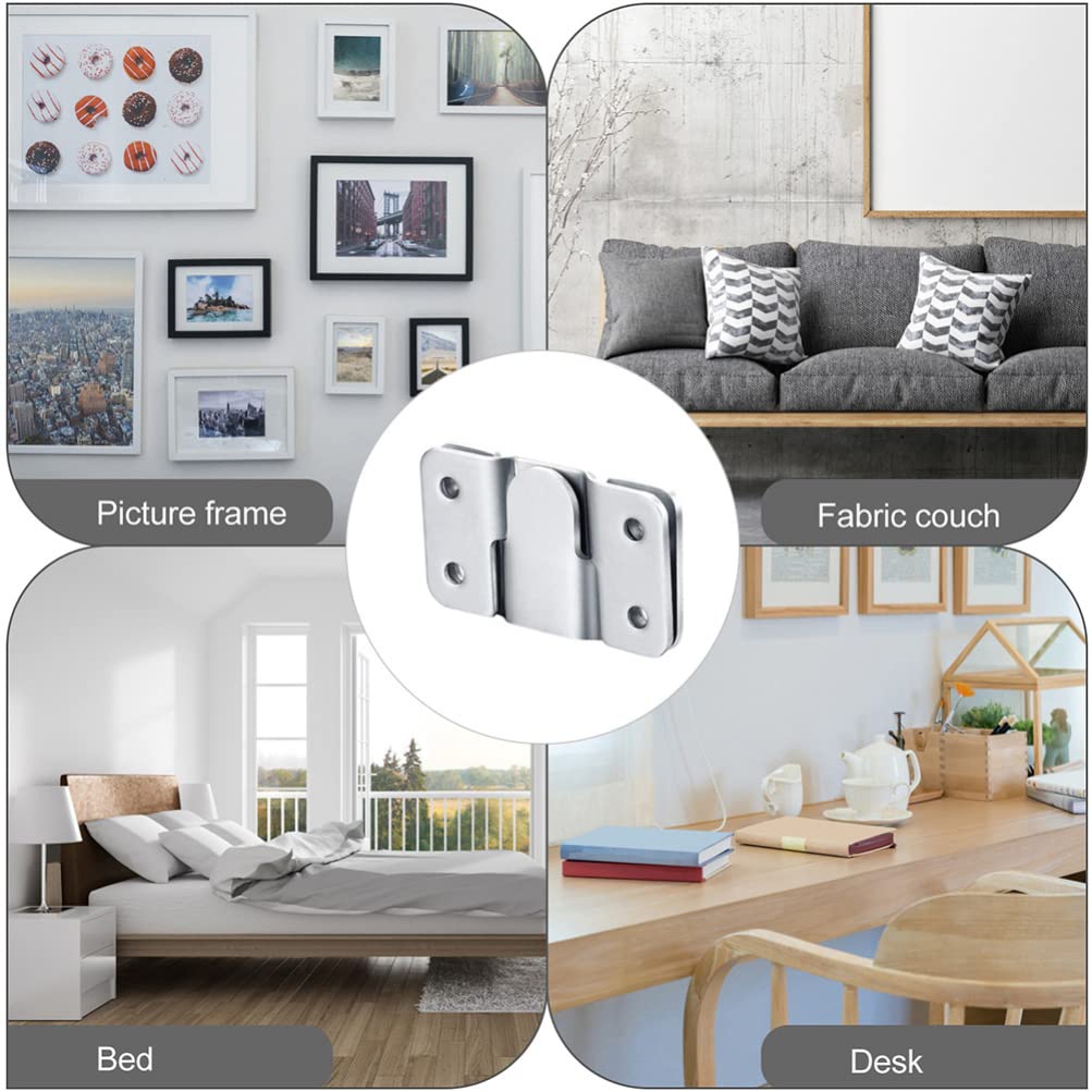 Angoily 15 Pairs Frame Hanger Picture Frame Backing Clips Interlocking Photo Frame Hook Mirror Brackets Interlocking Hooks Mirror Mount Keyhole Bracket Back Clip French Stainless Steel