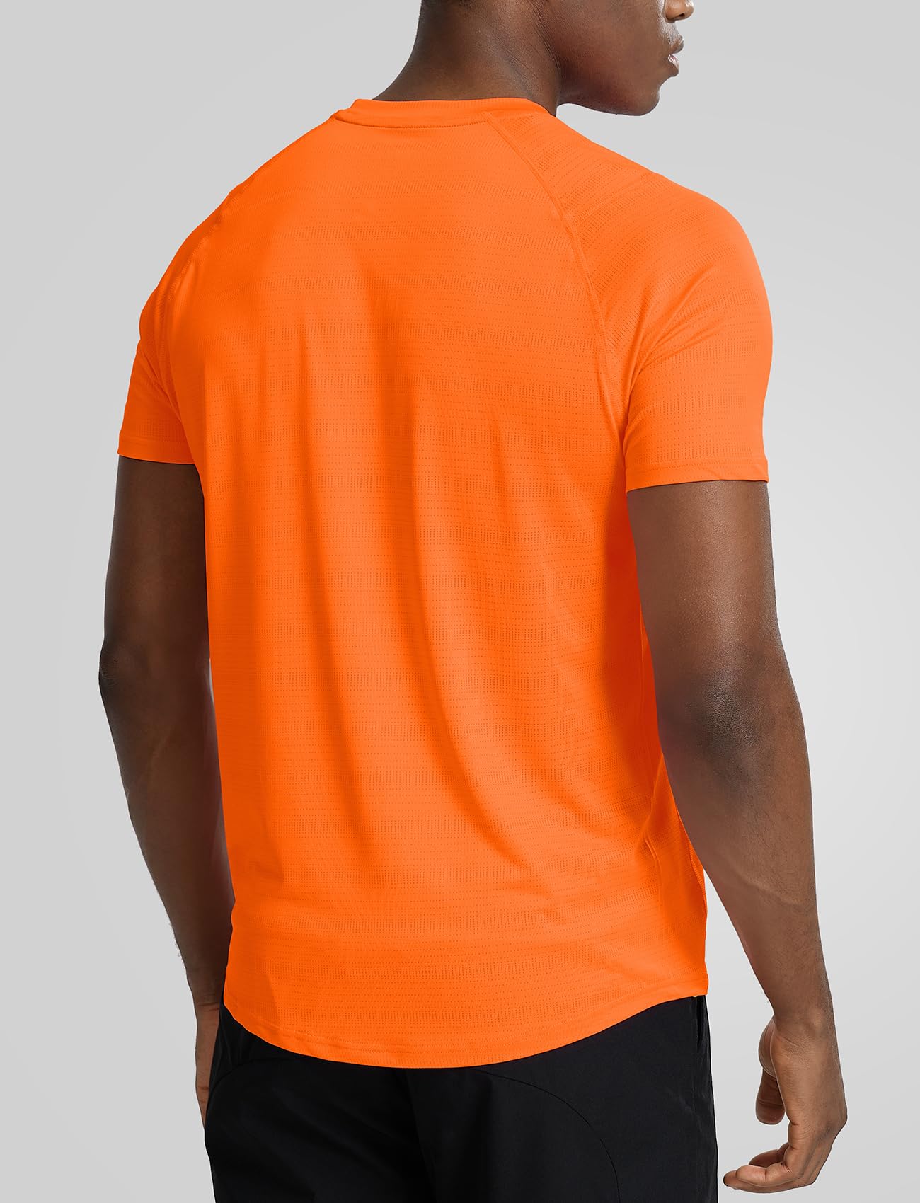 Zengjo Mens Athletic Shirts Short Sleeve Fitted Moisture Wicking Quick Dry(Neon Orange,L)