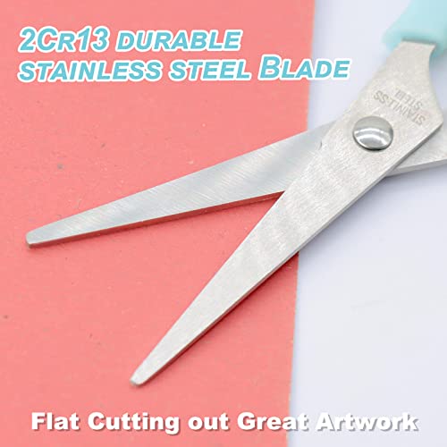Sonuimy Kid-Friendly Craft Scissors for Age 4-8, 5.5” Toddler Safety Kids Scissors With Cover, Blunt Tip Small Spring Loaded Scissors, Suitable for Child Student School Art Paper Scrapbooking Project
