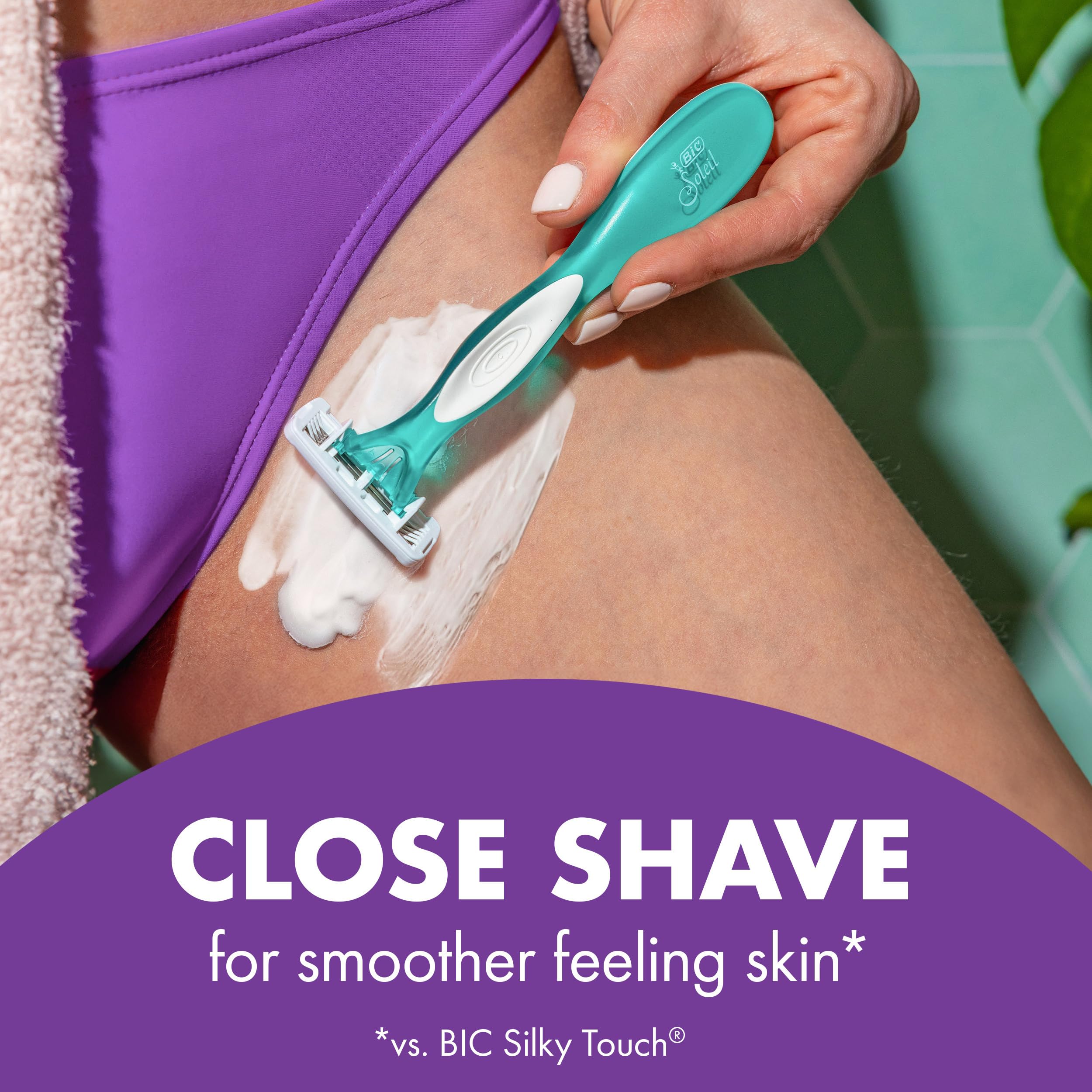 BIC Soleil Escape Women's Disposable 4-Blade Razors, Bikini Line Razor with Lavender & Eucalyptus Scented Handles, 12-Pack