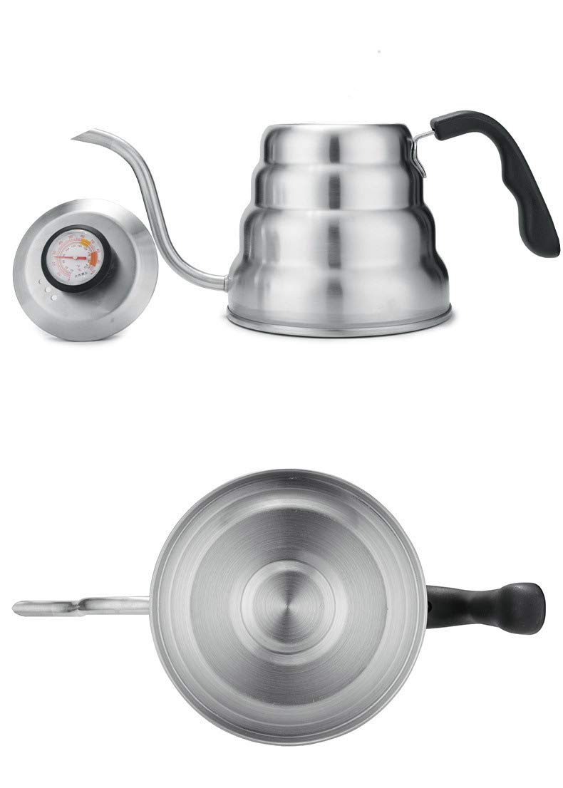 Beeca Pour Over Coffee Kettle with Thermometer, Premium Stainless Steel Gooseneck Kettle for Tea French Press Drip Coffee Slow Brew Pot for All Stovetop and Any Heat Source, 40oz / 1200ml