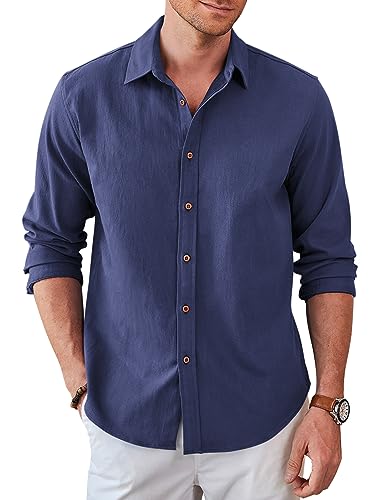COOFANDY Men's Button Down Long Sleeve Shirt Casual Dress Shirt Denim Work Shirt
