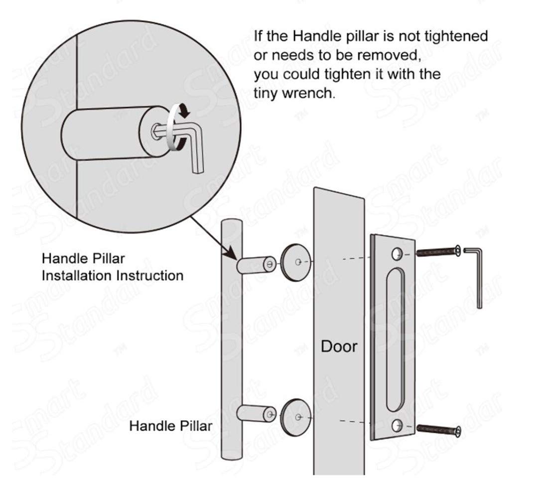 Ranbo Heavy Duty 12" Pull and Flush Barn Door Handle Set, Large Rustic Two-Side Design, for Gates Garages Sheds Furniture, Black Powder Coated Finish, Round
