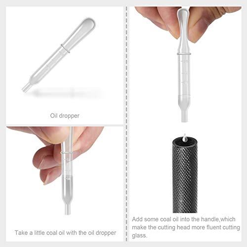Glass Cutter Tool Set 2mm-20mm Pencil Style Oil Feed Carbide Tip with 2 Bonus Blades and Screwdriver